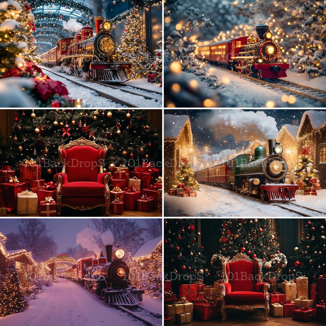 Enchanted North Pole Digital Scenes - Santa's Train Chair - Winter ...