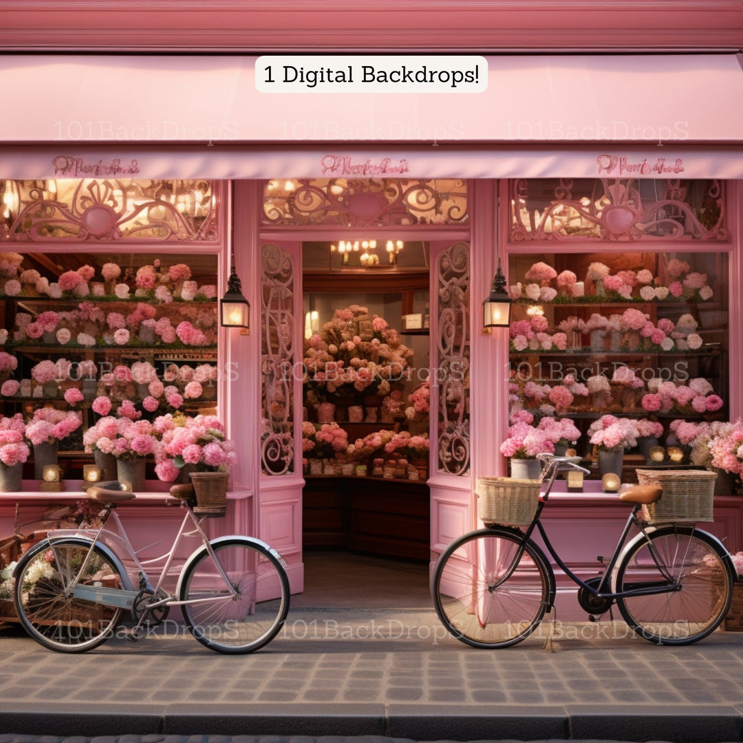 Spring Flower Shop Digital Backdrops, Family Portrait Kids Composite ...