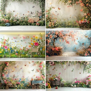 Bundle of 22 Springtime Whimsy Digital Backdrops, Easter Photo Props ...