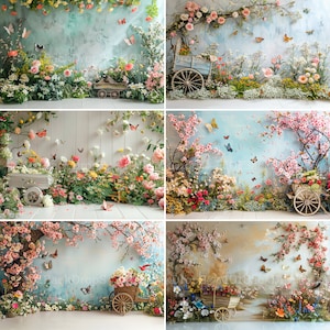 Bundle of 22 Springtime Whimsy Digital Backdrops, Easter Photo Props ...