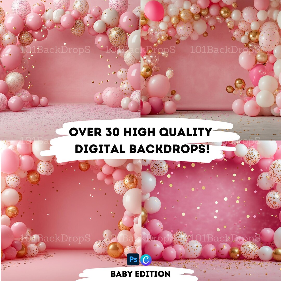 Magical Pink Balloon Arch Backdrop - Over 30 Balloons - High-quality ...