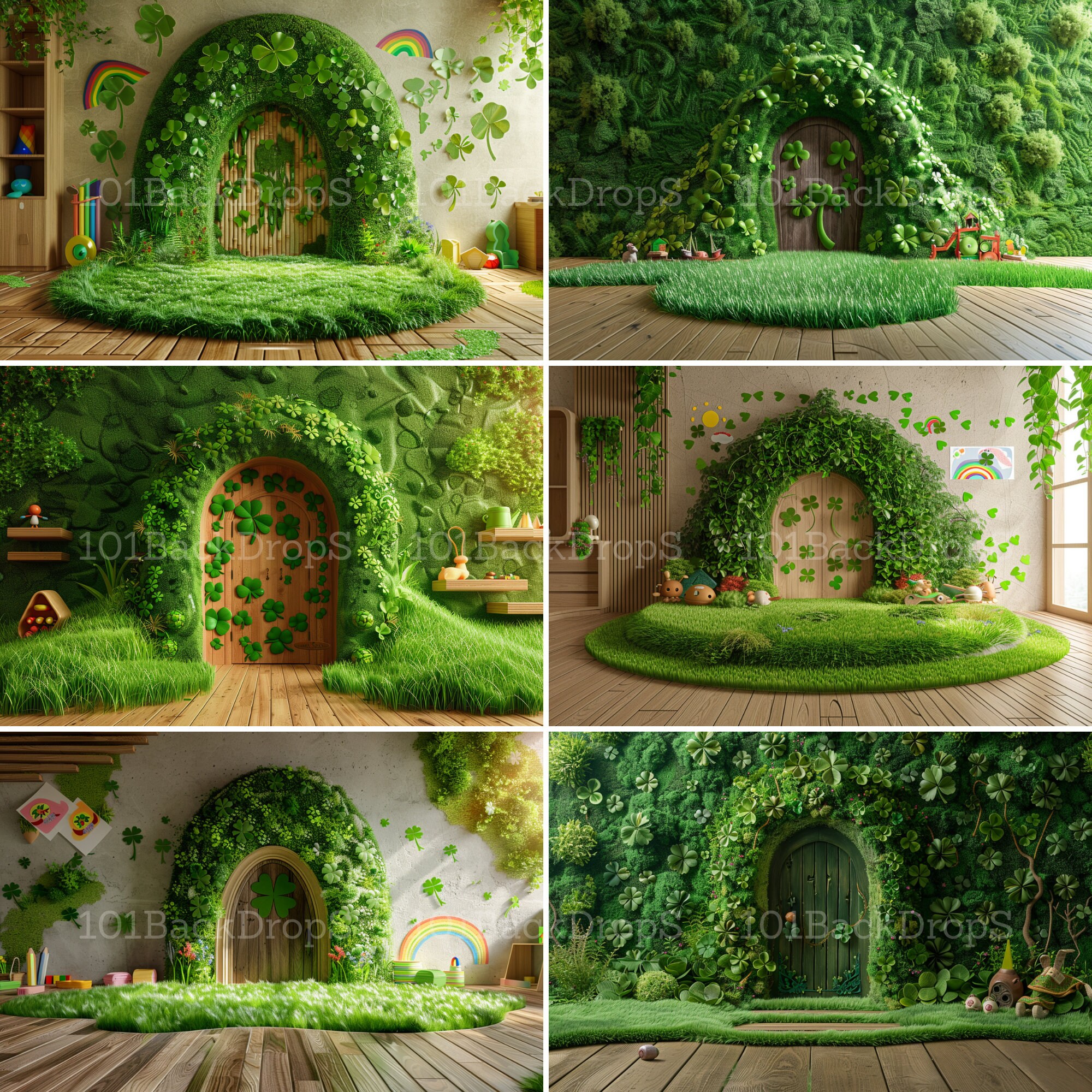 BUNDLE Saint Patrick's Day Digital Backgrounds , Fantasy Door, Dog ...