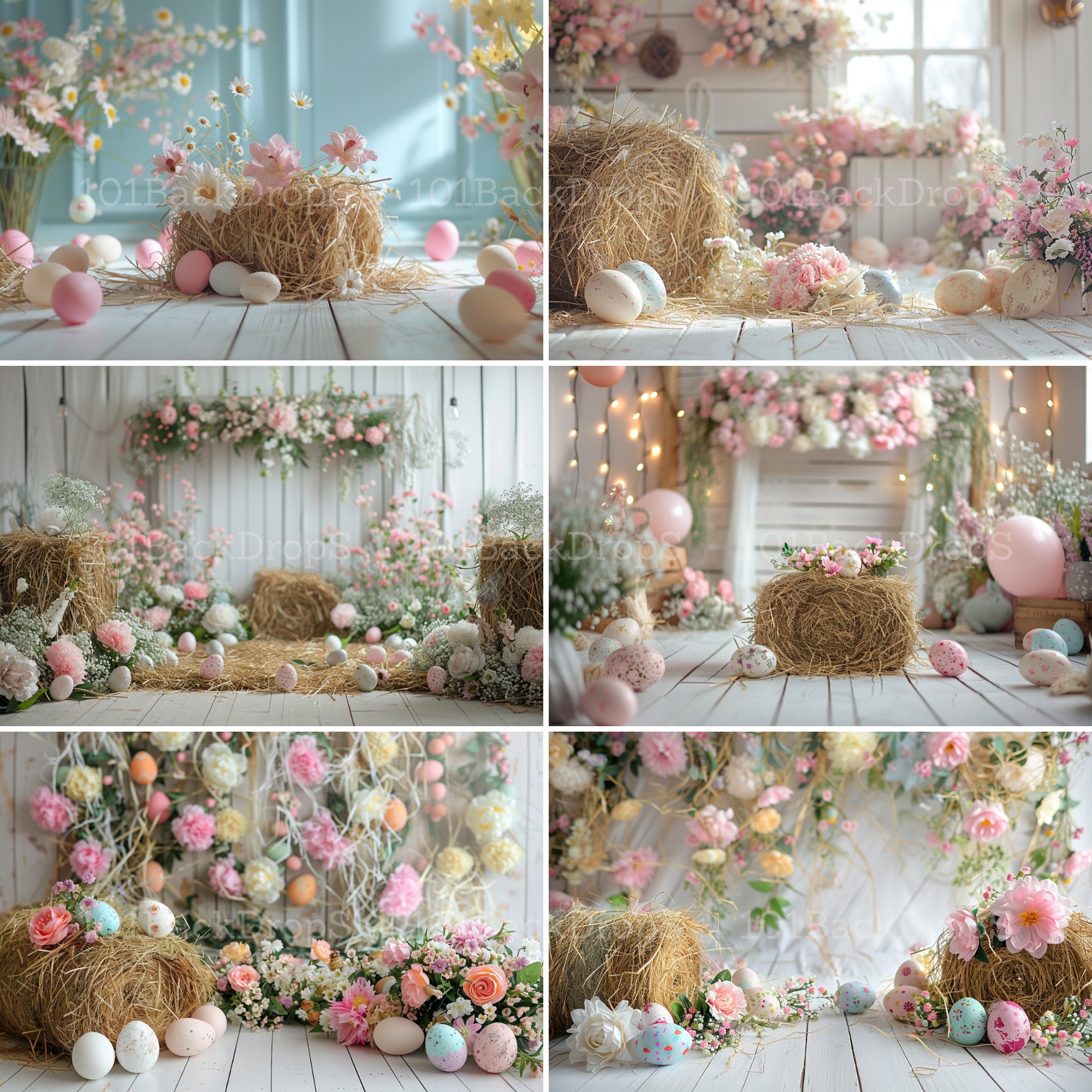22 Easter Hay Stack Digital Backdrops, Easter Photo Props, Spring ...