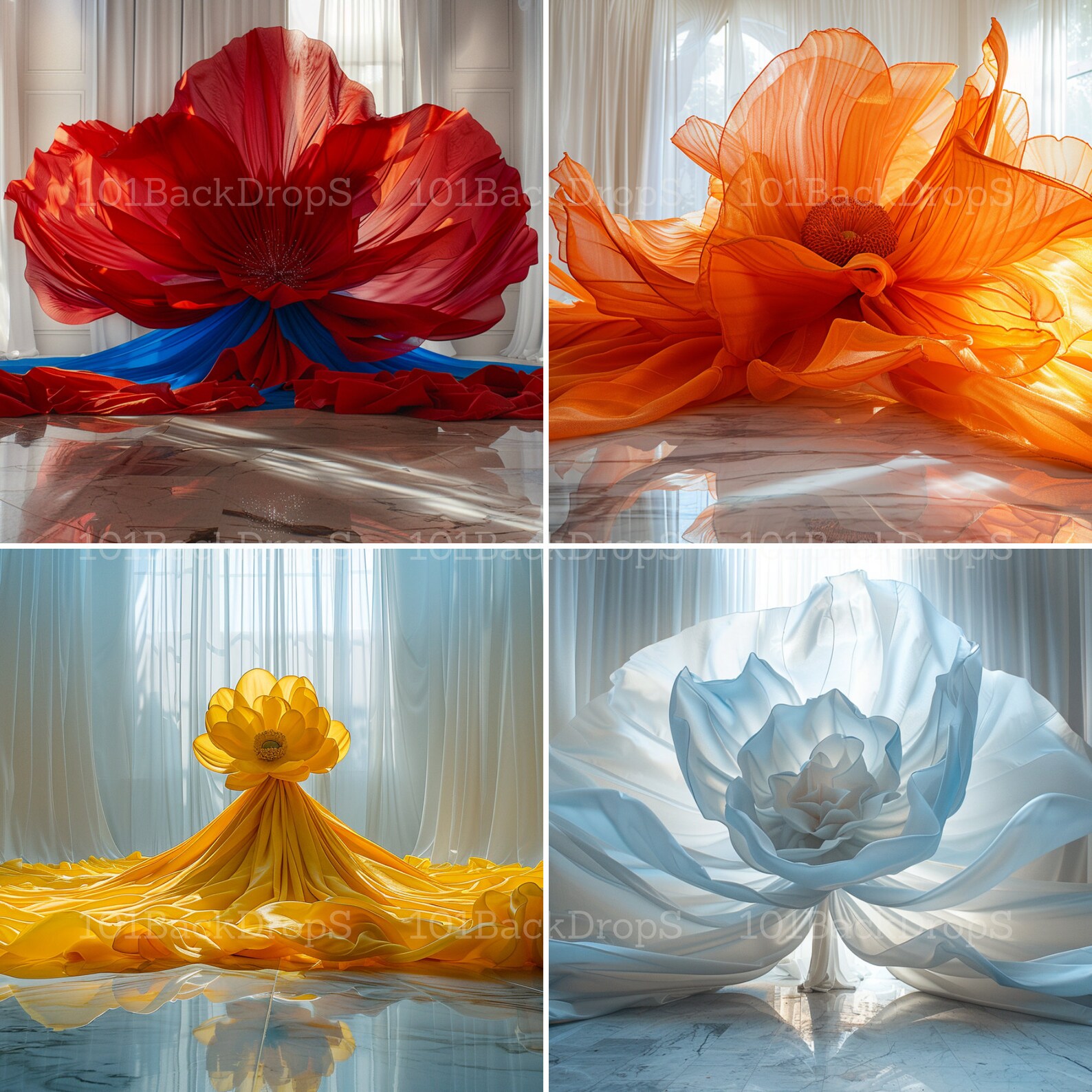Flowy Fabric Flower Digital Backdrops, Maternity Background, Portrait ...