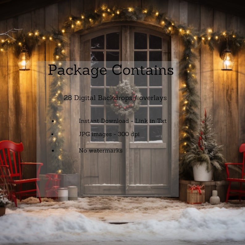 Christmas Barn Doors Digital Backdrops, Studio Backdrops Holiday Winter, , Family Kids ...