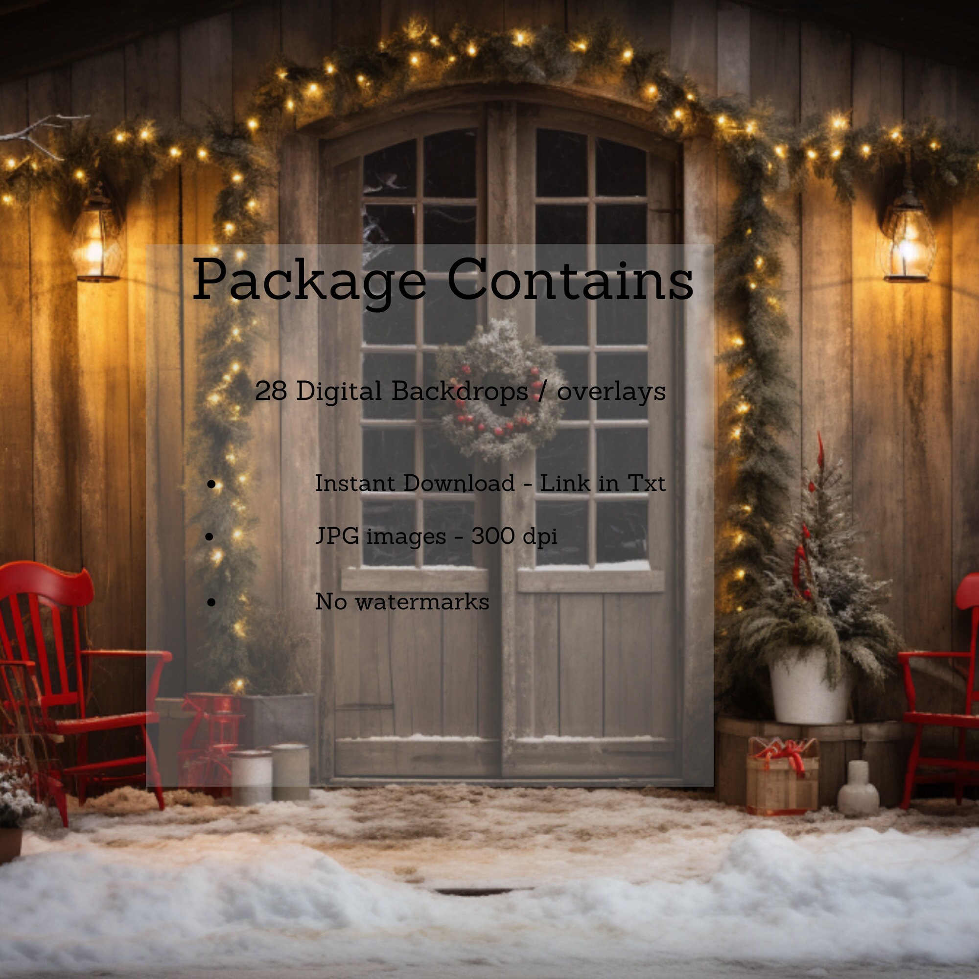 Christmas Barn Doors Digital Backdrops, Studio Backdrops Holiday Winter, , Family Kids ...