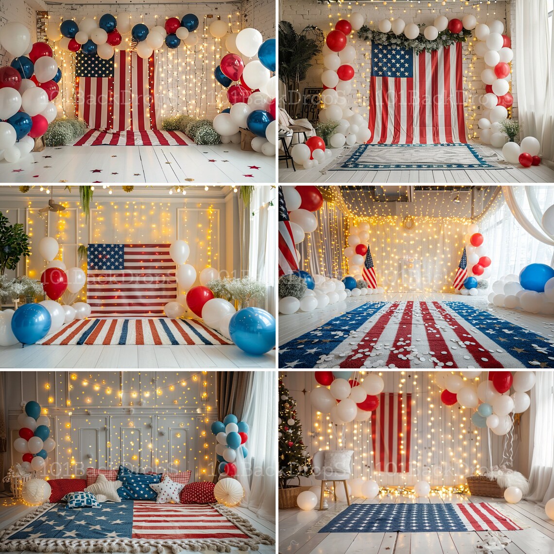 4th of July Digital Backdrops, Stars and Stripes Decor, Studio Photo ...
