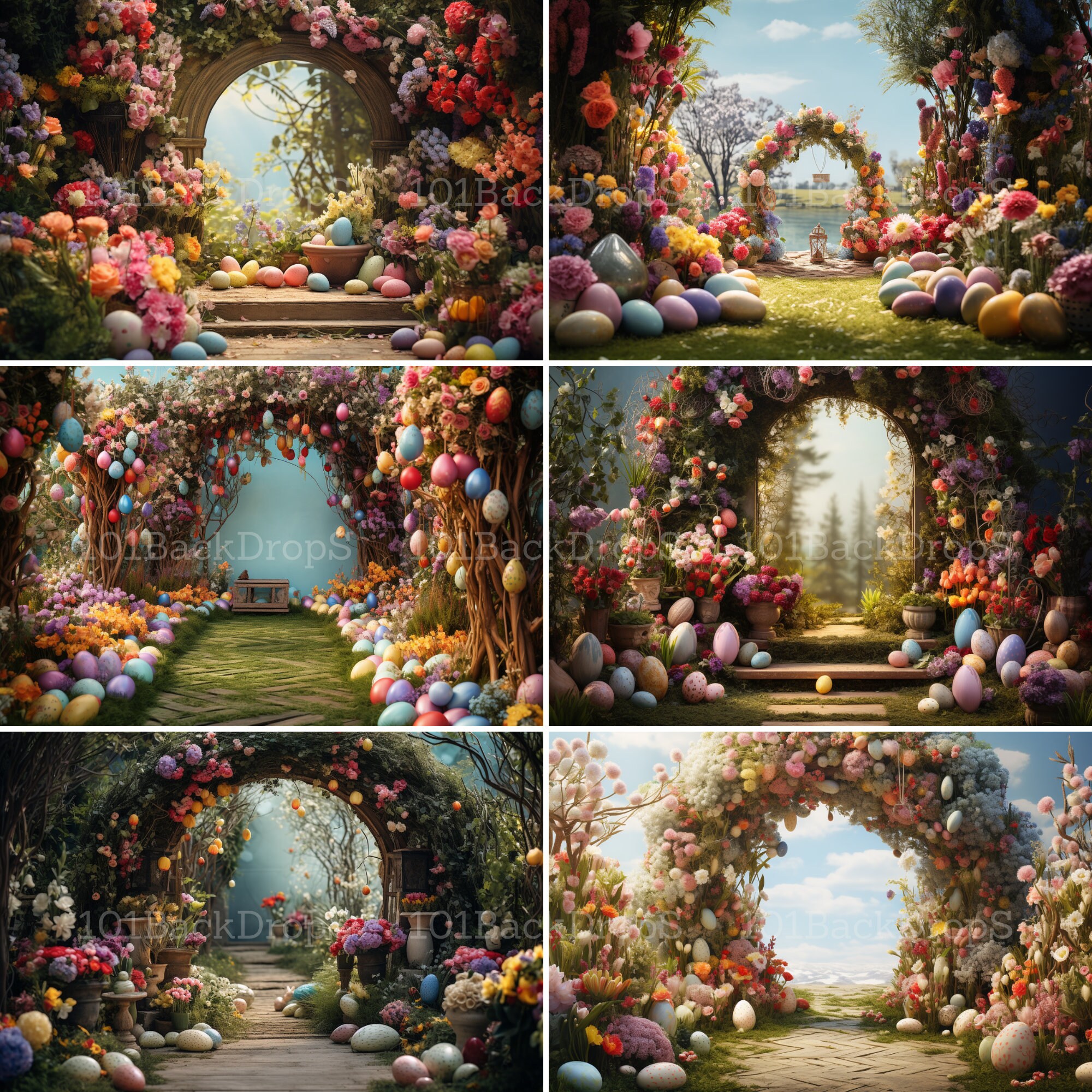 Bundle of 25 A Premium Outdoor Easter Arch CG Digital Backdrop, Easter ...