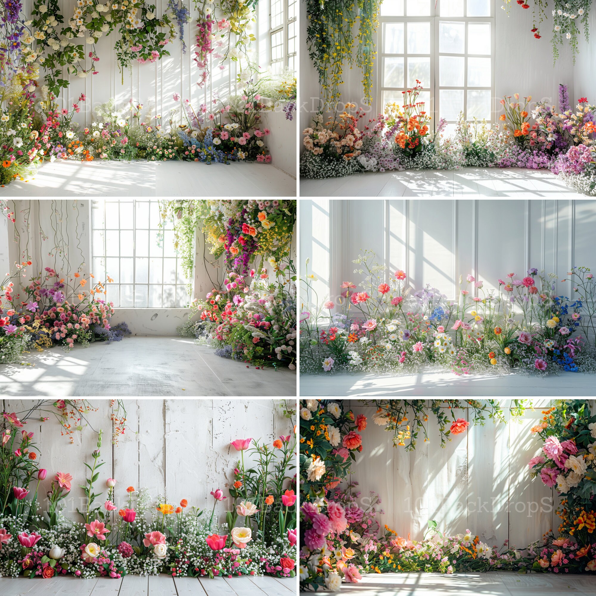 Bundle of 30 Springtime Whimsy Digital Backdrops, Easter Photo Props ...