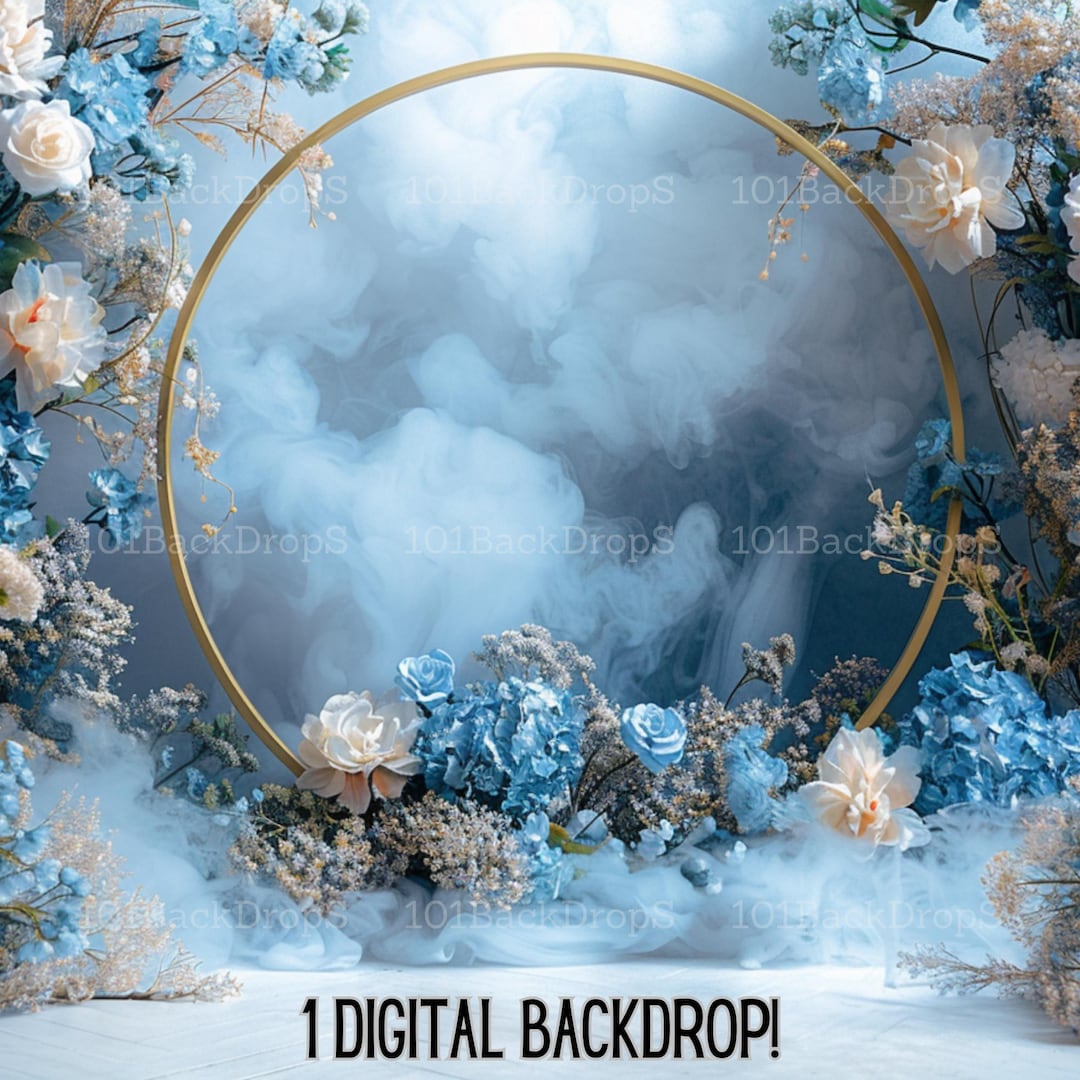 Maternity Digital Backdrop Floral Maternity Backdrop Blue Digital ...