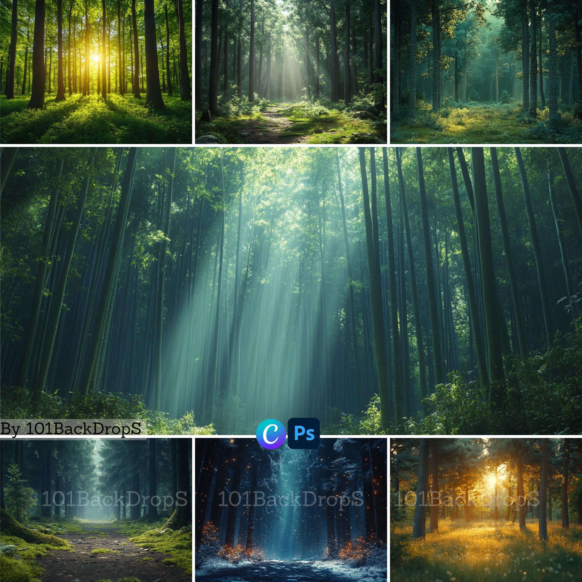Mystical Deep Forest Digital Background Pack - 60+ Enchanted Photoshop ...