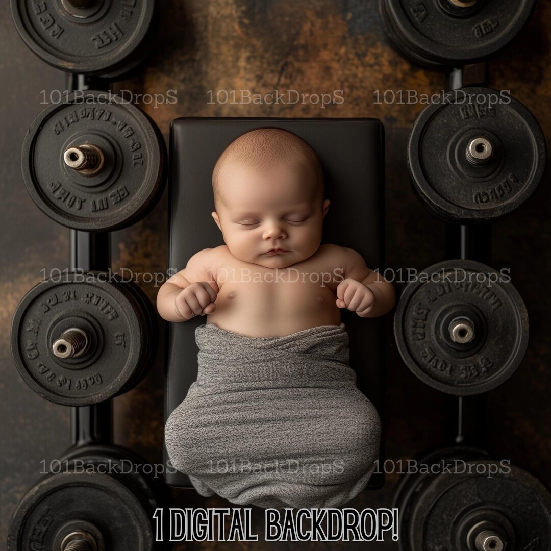 Little Athlete’s Dream Newborn Gym Cradle Backdrop Digital Baby ...