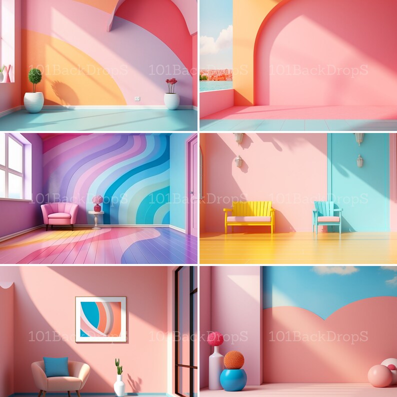 31 Rainbow Instagram Style CG Digital Backdrops, Pastel Rainbow ...