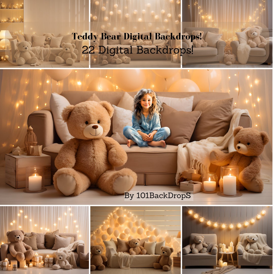 Captivating Teddy Bear Digital Backdrops for Newborn Photography - Etsy
