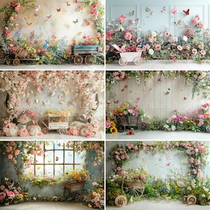 Bundle of 22 Springtime Whimsy Digital Backdrops, Easter Photo Props ...