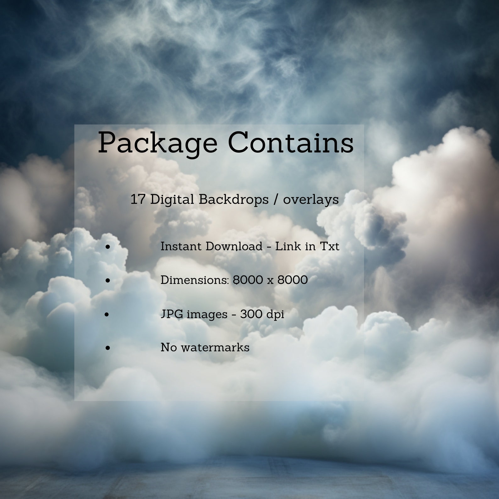 17 Fine Art Painterly Clouds Digital Backdrops, Backdrop Overlays ...