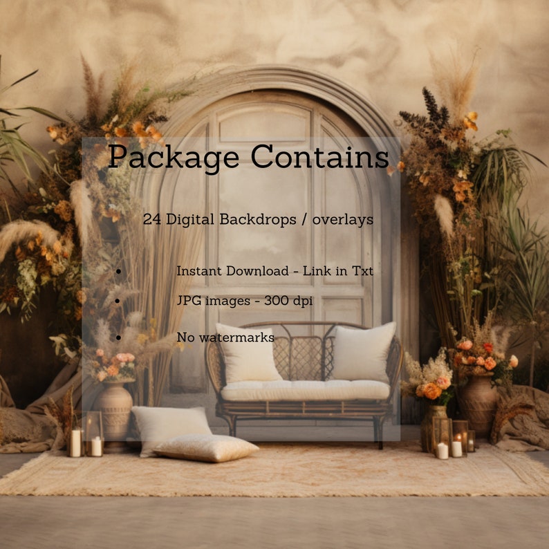 Bundle of 24 Explore Boho Chic Backdrops Earthy Tones, Macrame, and ...