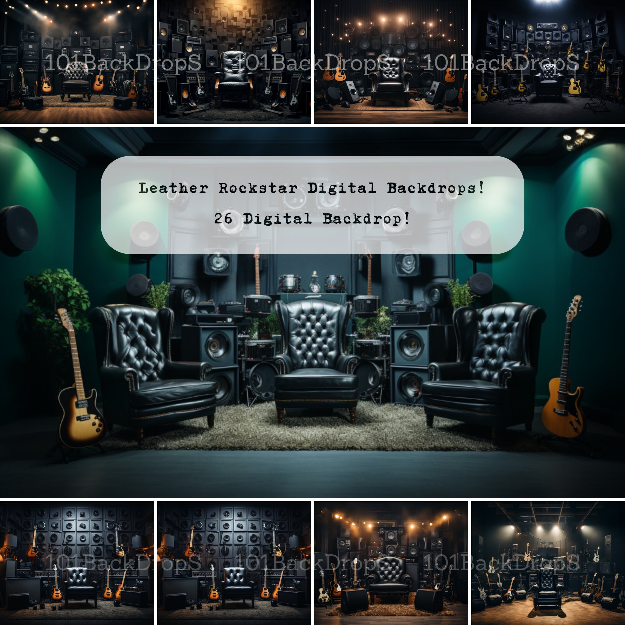 26 Leather Rockstar Digital Backdrops, Digital Backgrounds, Senior ...