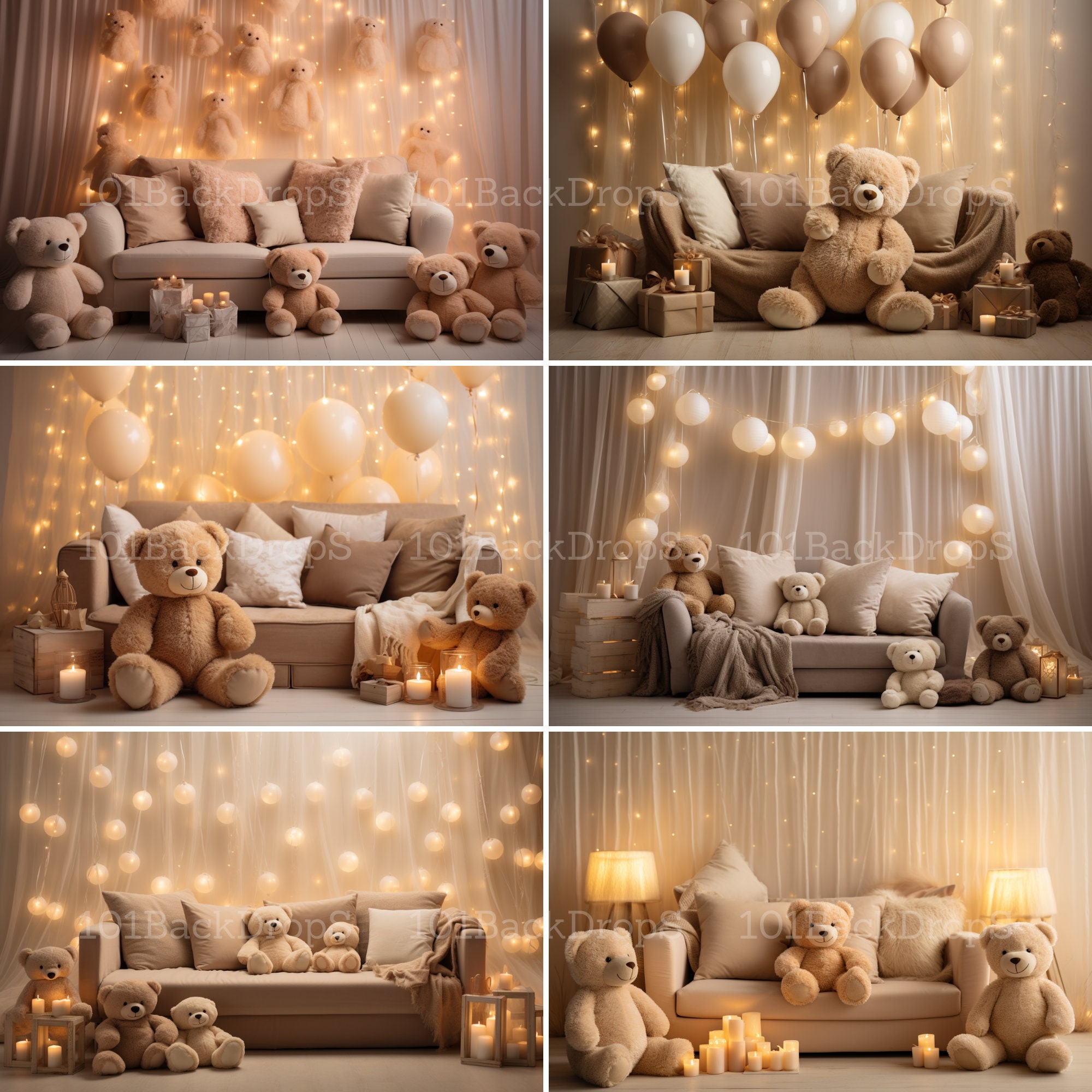Captivating Teddy Bear Digital Backdrops for Newborn Photography - Etsy