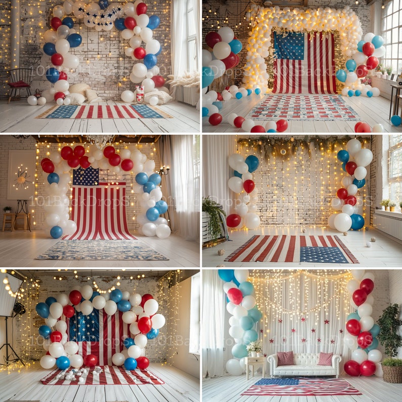 4th of July Digital Backdrops, Stars and Stripes Decor, Studio Photo ...