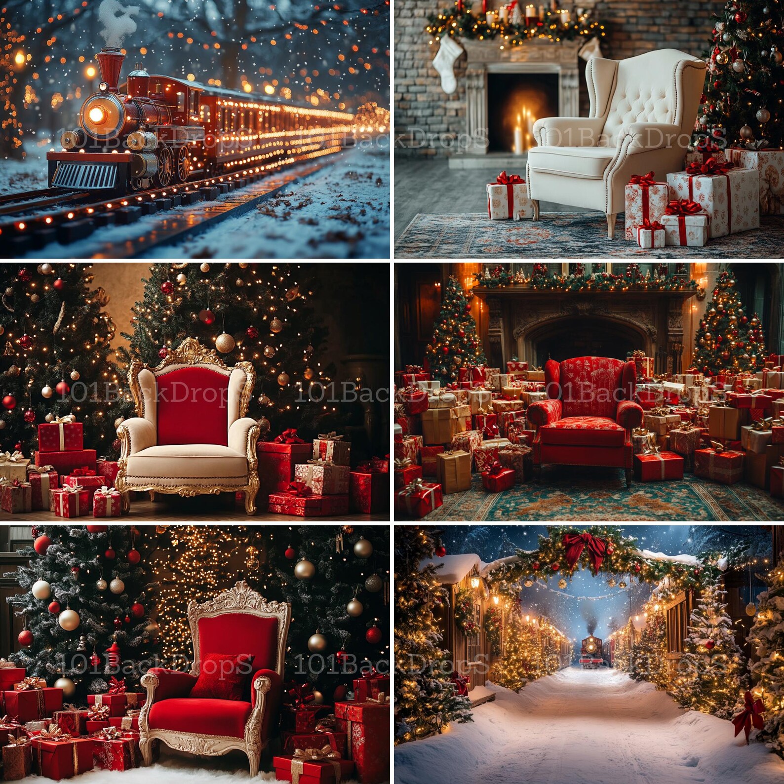 Enchanted North Pole Digital Scenes - Santa's Train Chair - Winter ...