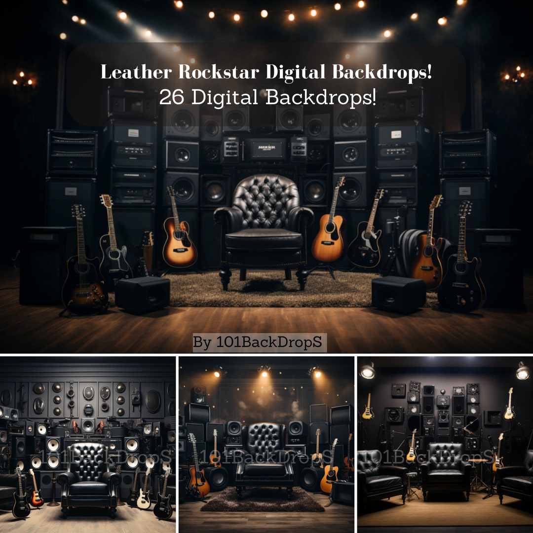 26 Leather Rockstar Digital Backdrops, Digital Backgrounds, Senior ...
