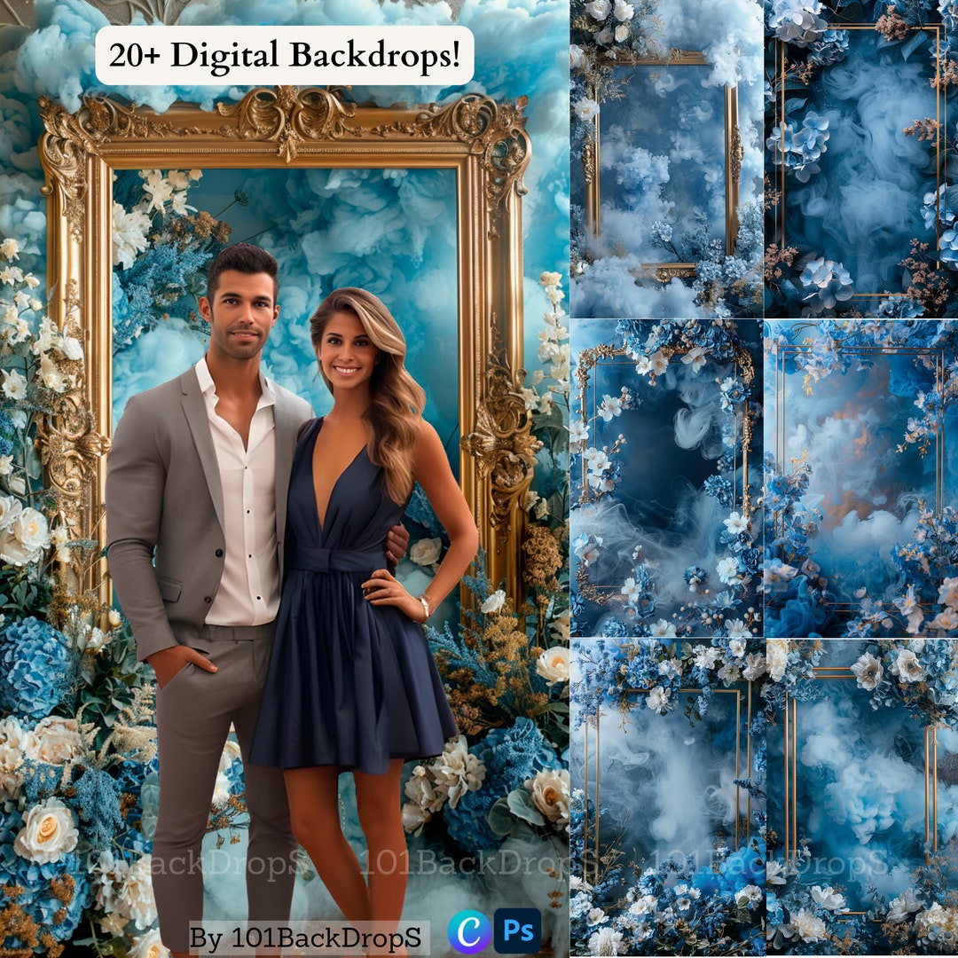 20+ Maternity Digital Backdrop Floral Maternity Backdrop Blue Digital ...