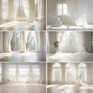 Digital Backdrops: 32x Breathtaking White Dreamy Sheer Curtain ...