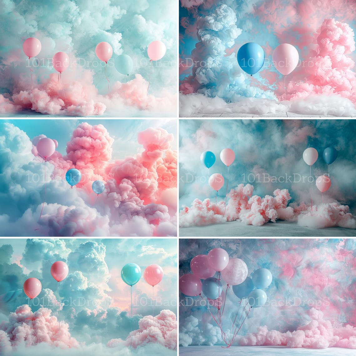 46 Fine Art Painterly Clouds Digital Backdrops, Backdrop Overlays ...