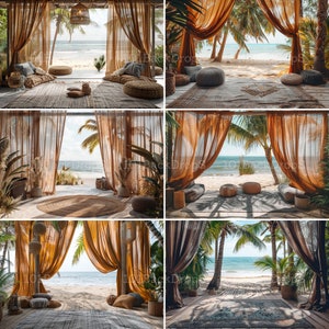 30+ Digital Backgrounds of the Boho Beach, BEACH Backdrop, Sand,sea ...