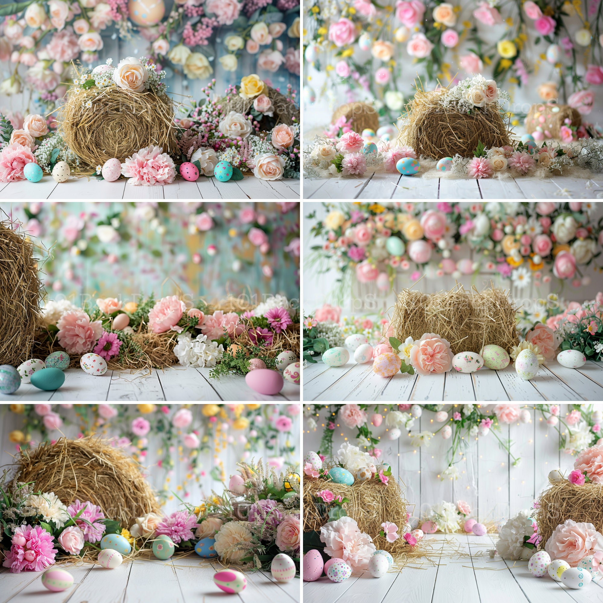 22 Easter Hay Stack Digital Backdrops, Easter Photo Props, Spring ...
