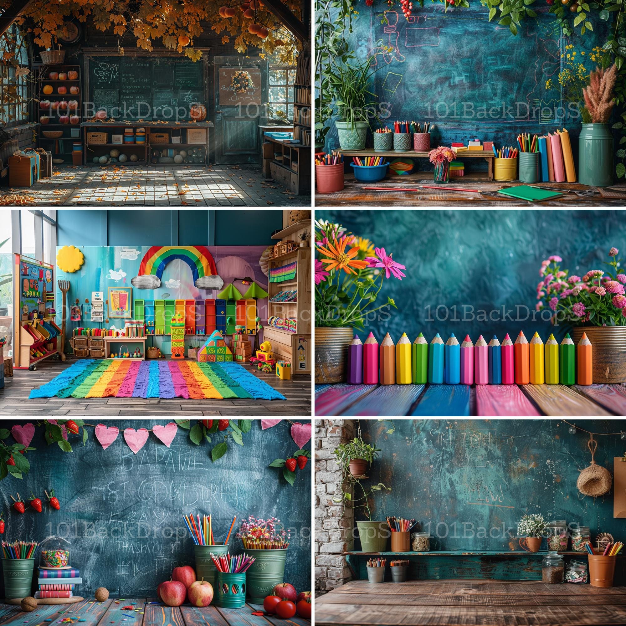 Back to School Digital Backdrops, Chalkboard Background, Classroom ...