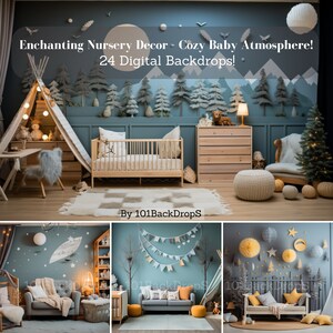 Bundle of 24 Cozy Baby Nursery Decor Backdrops - Heartwarming Backdrop ...