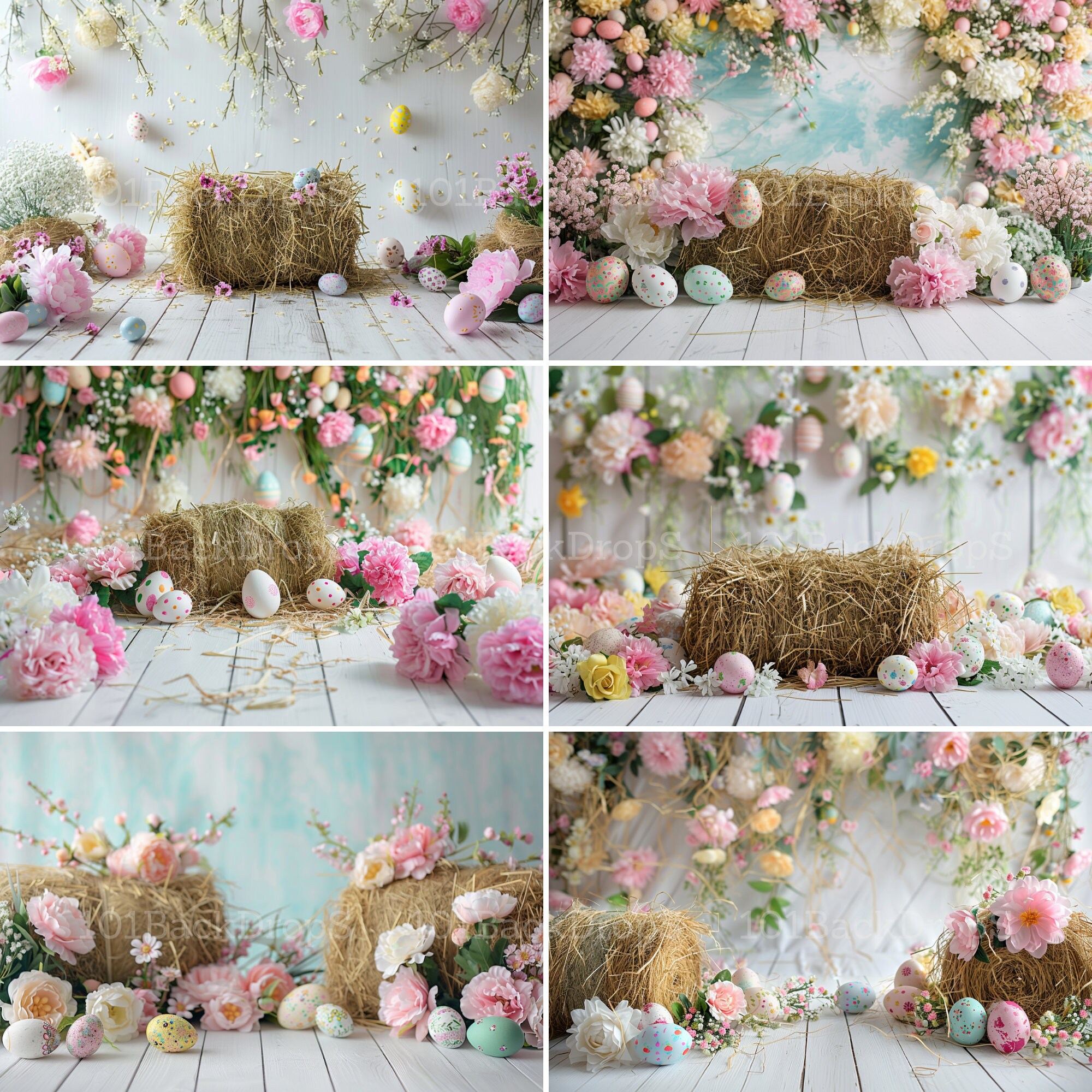 22 Easter Hay Stack Digital Backdrops, Easter Photo Props, Spring ...