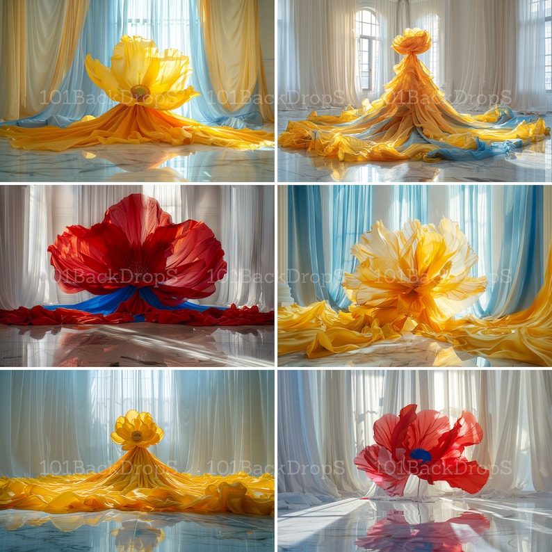 Flowy Fabric Flower Digital Backdrops, Maternity Background, Portrait ...