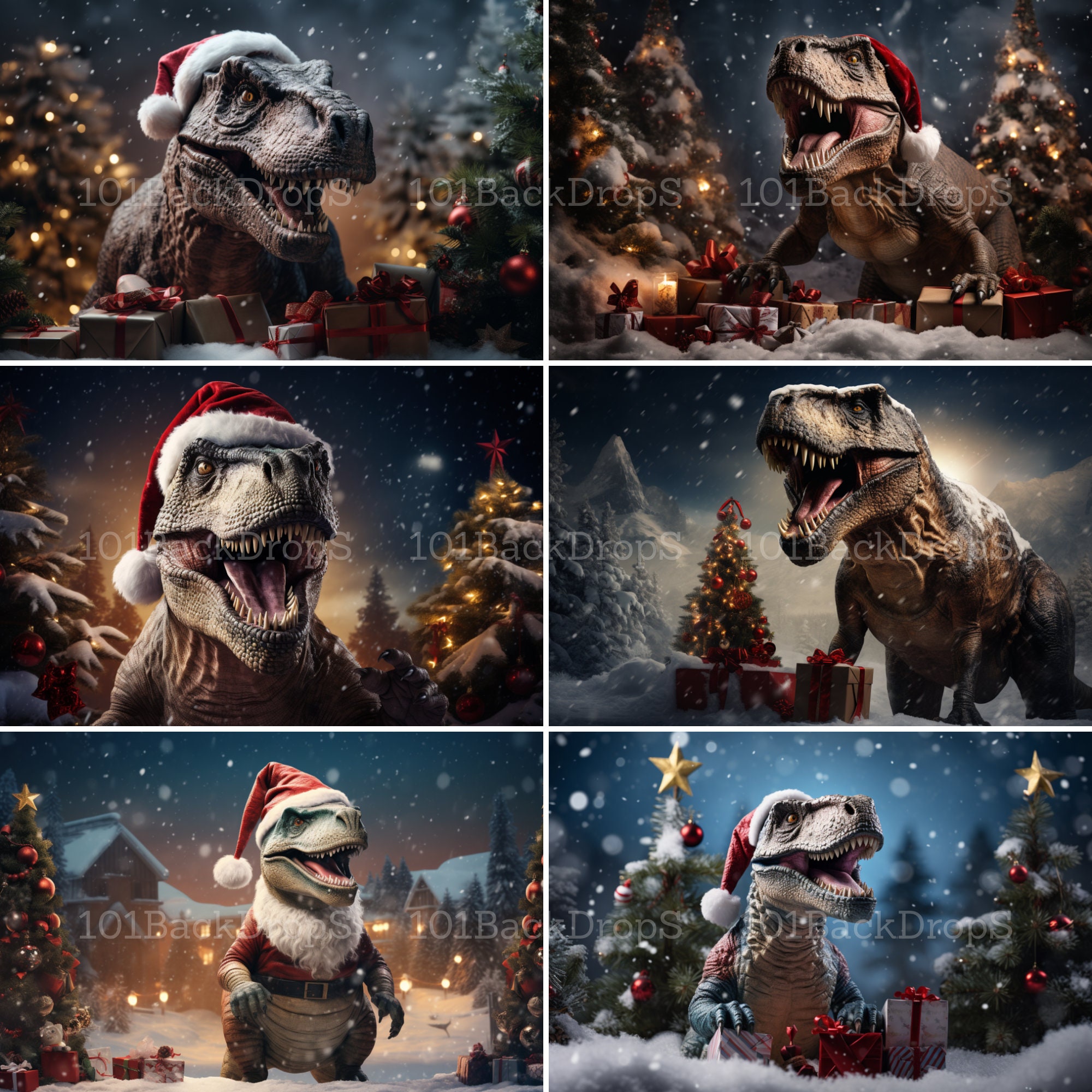 19 T-rex Christmas CG Digital Backdrops, Christmas Dinosaur, Funny ...