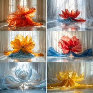 Flowy Fabric Flower Digital Backdrops, Maternity Background, Portrait ...