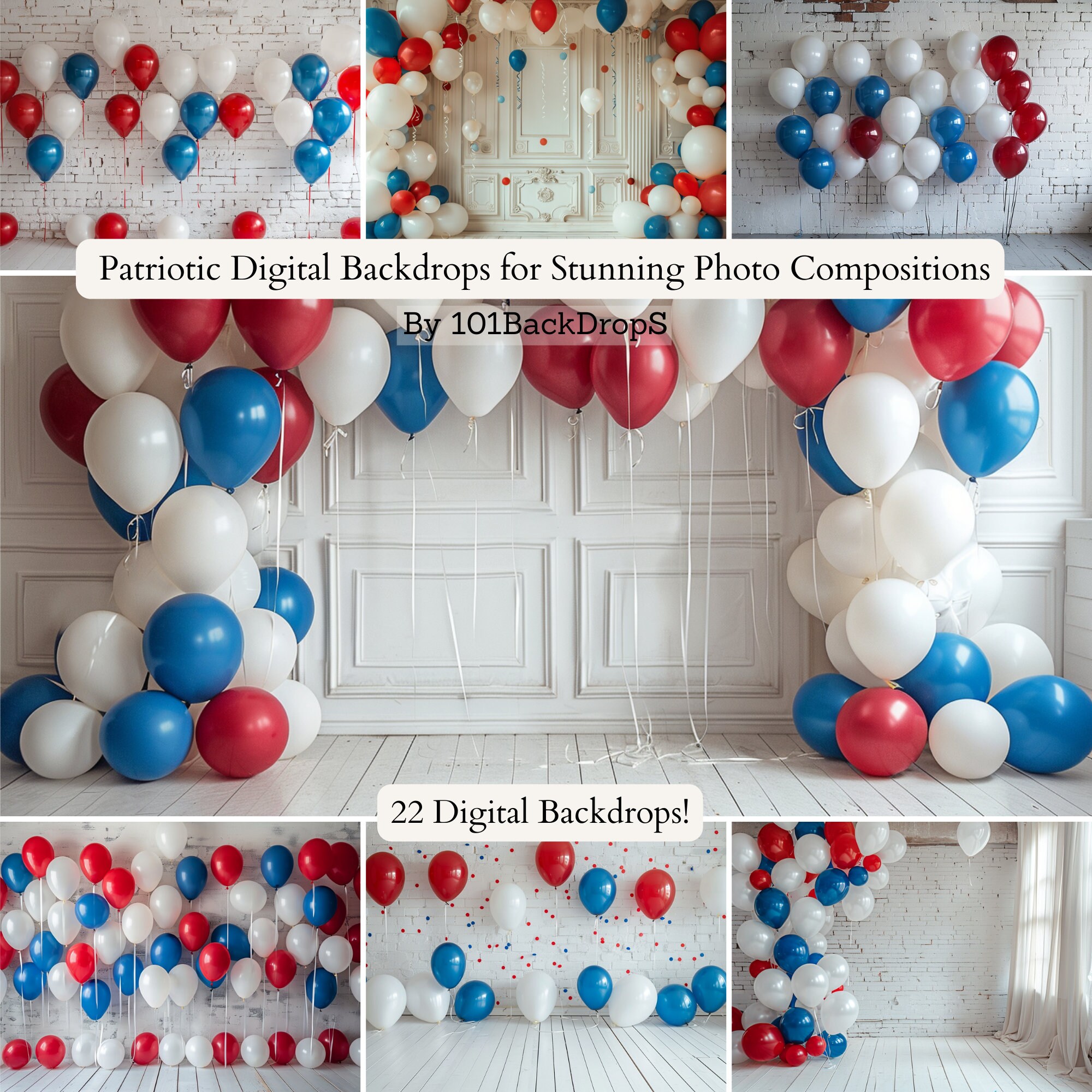 22 Bundle Patriotic Digital Backdrops for Photo Composite Photography ...