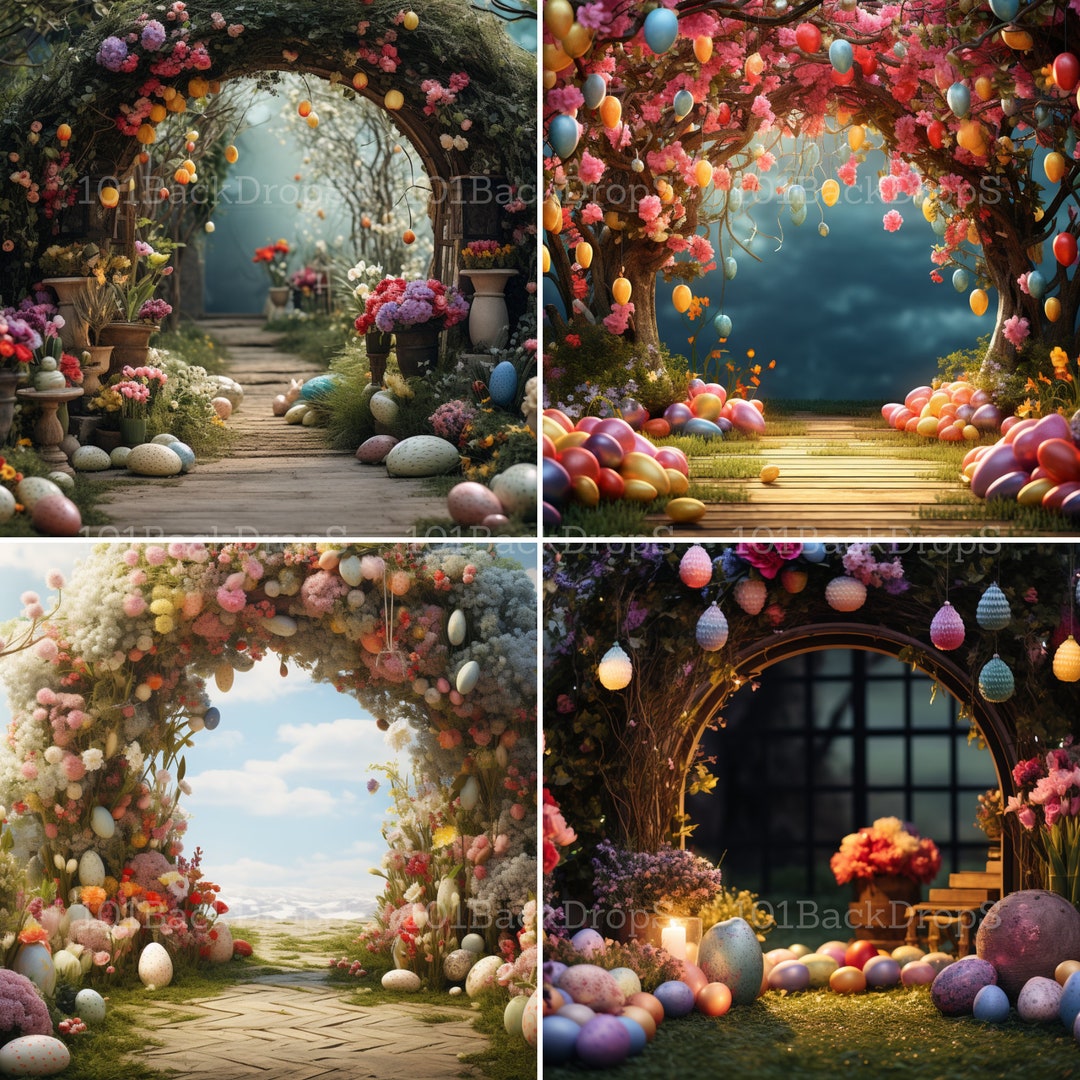 Bundle of 25 A Premium Outdoor Easter Arch CG Digital Backdrop, Easter ...