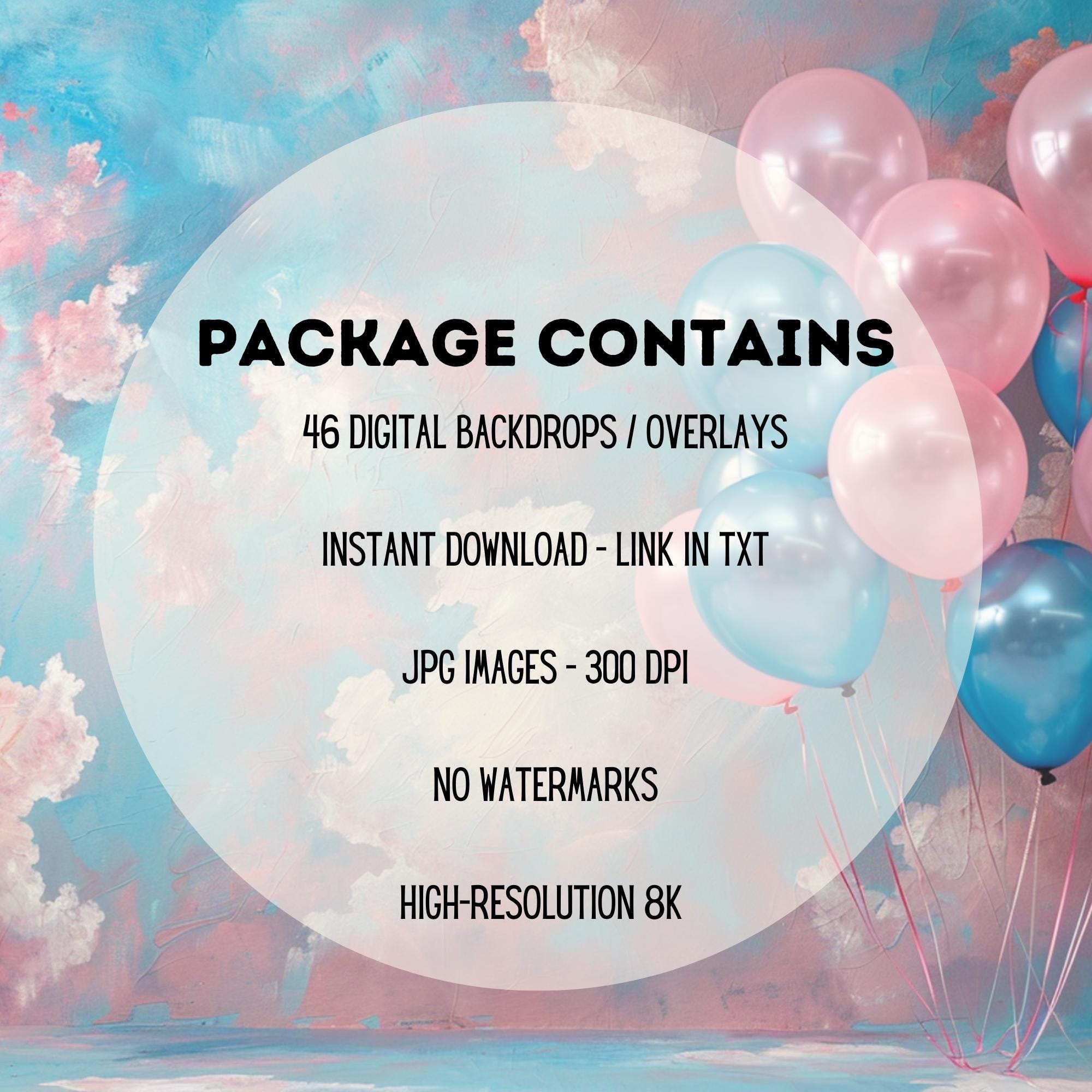 46 Fine Art Painterly Clouds Digital Backdrops, Backdrop Overlays ...