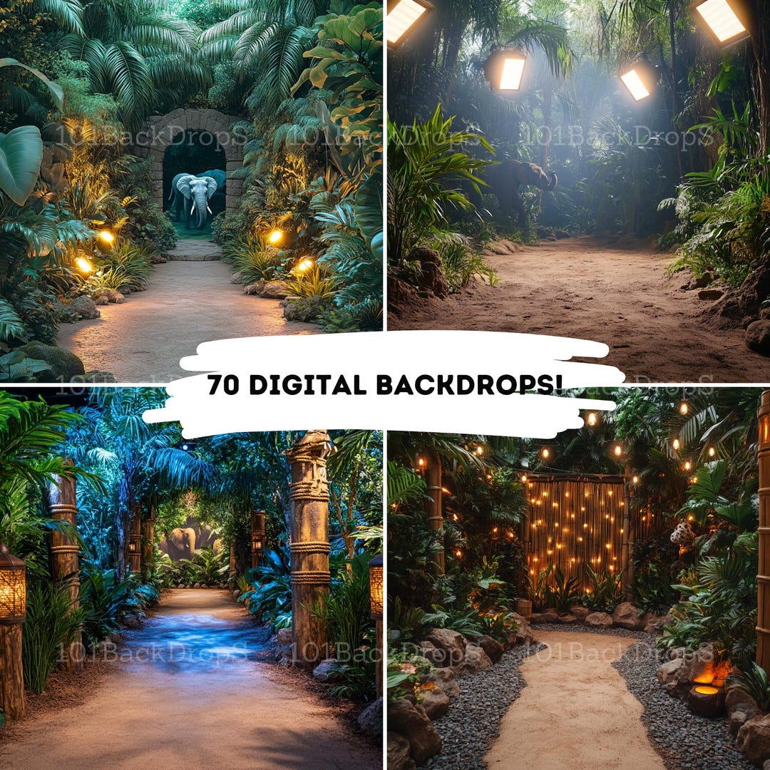 Enchanting Jungle Dreamscape Backdrop Collection - 70 Safari & Palm ...