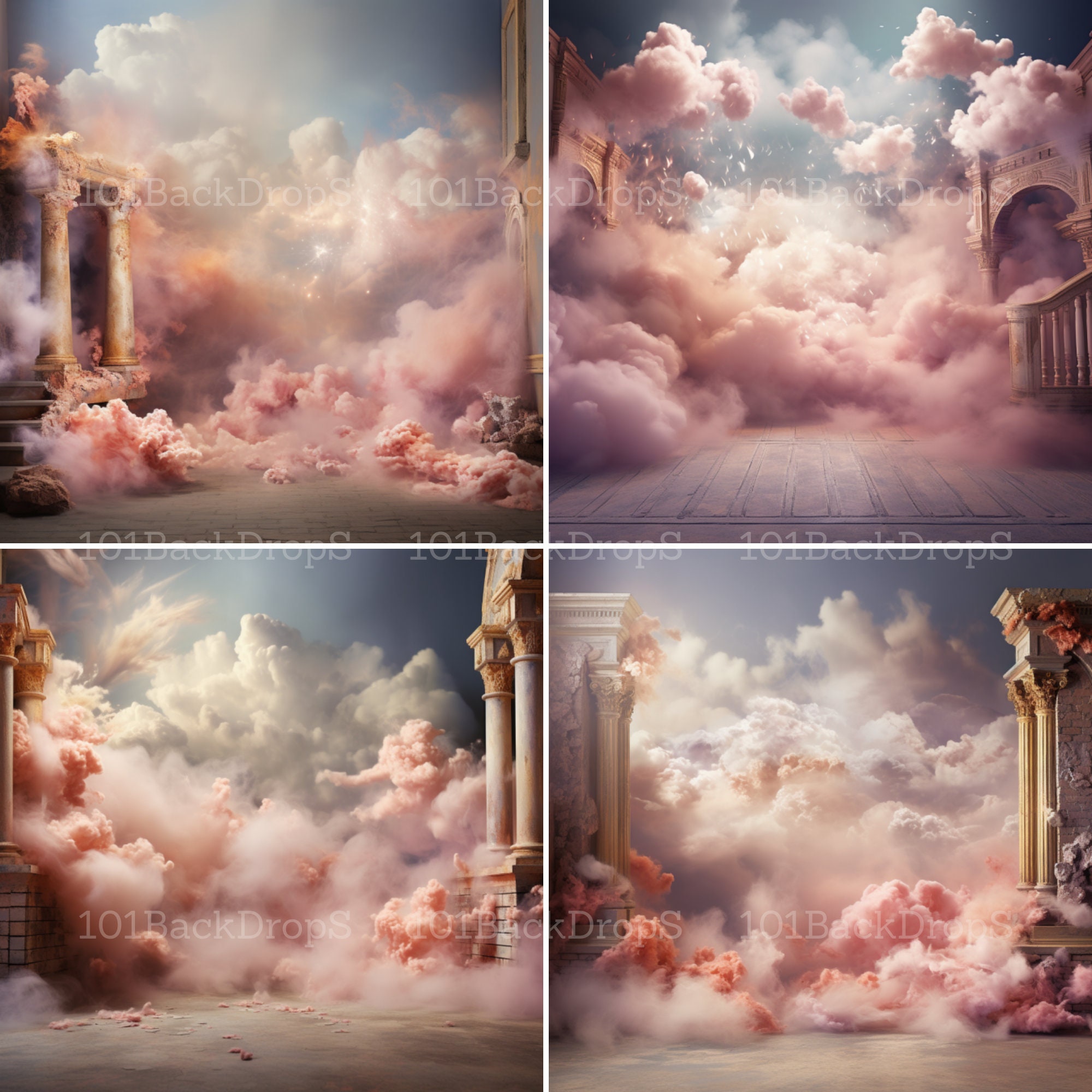 17 Fine Art Painterly Clouds Digital Backdrops, Backdrop Overlays ...