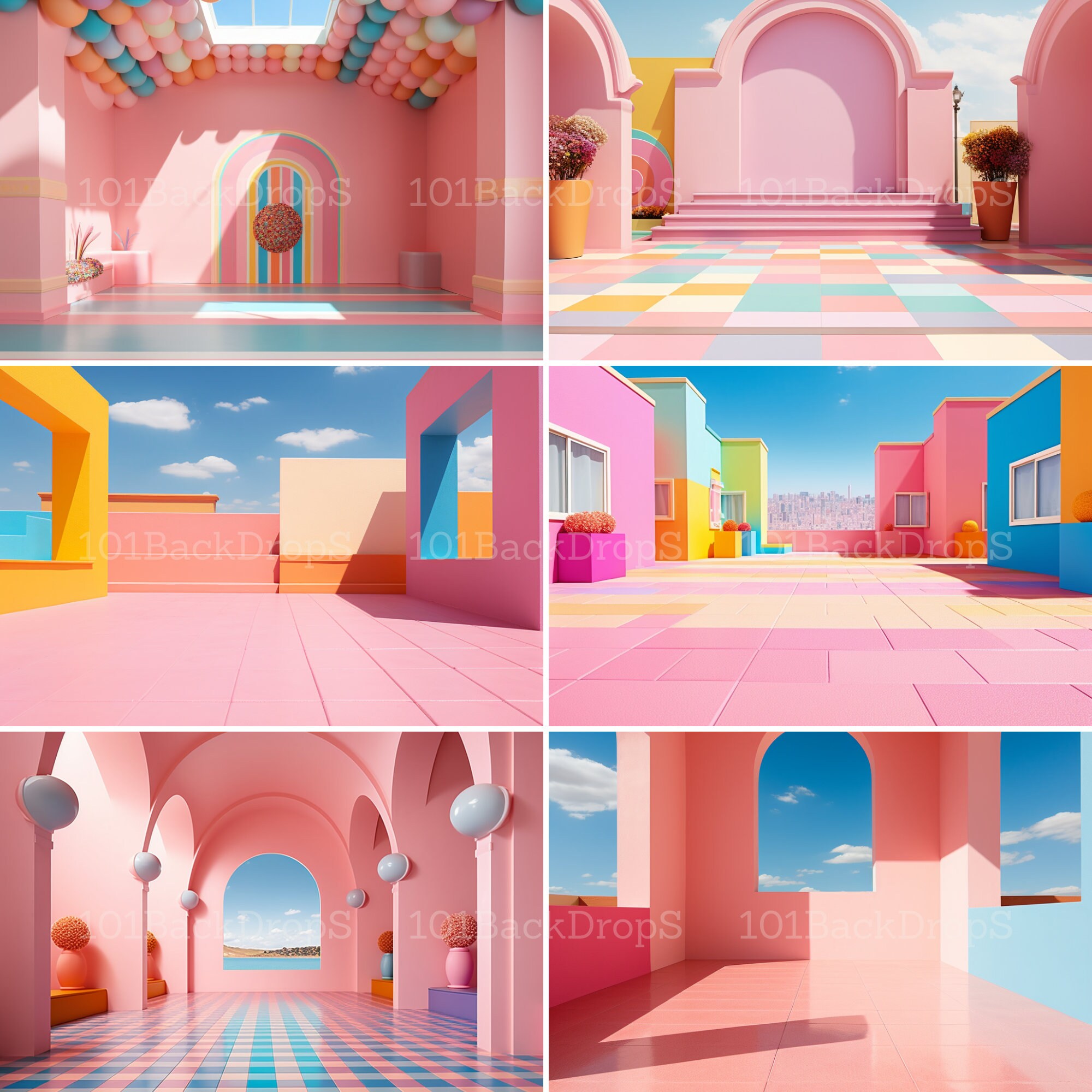 31 Rainbow Instagram Style CG Digital Backdrops, Pastel Rainbow ...
