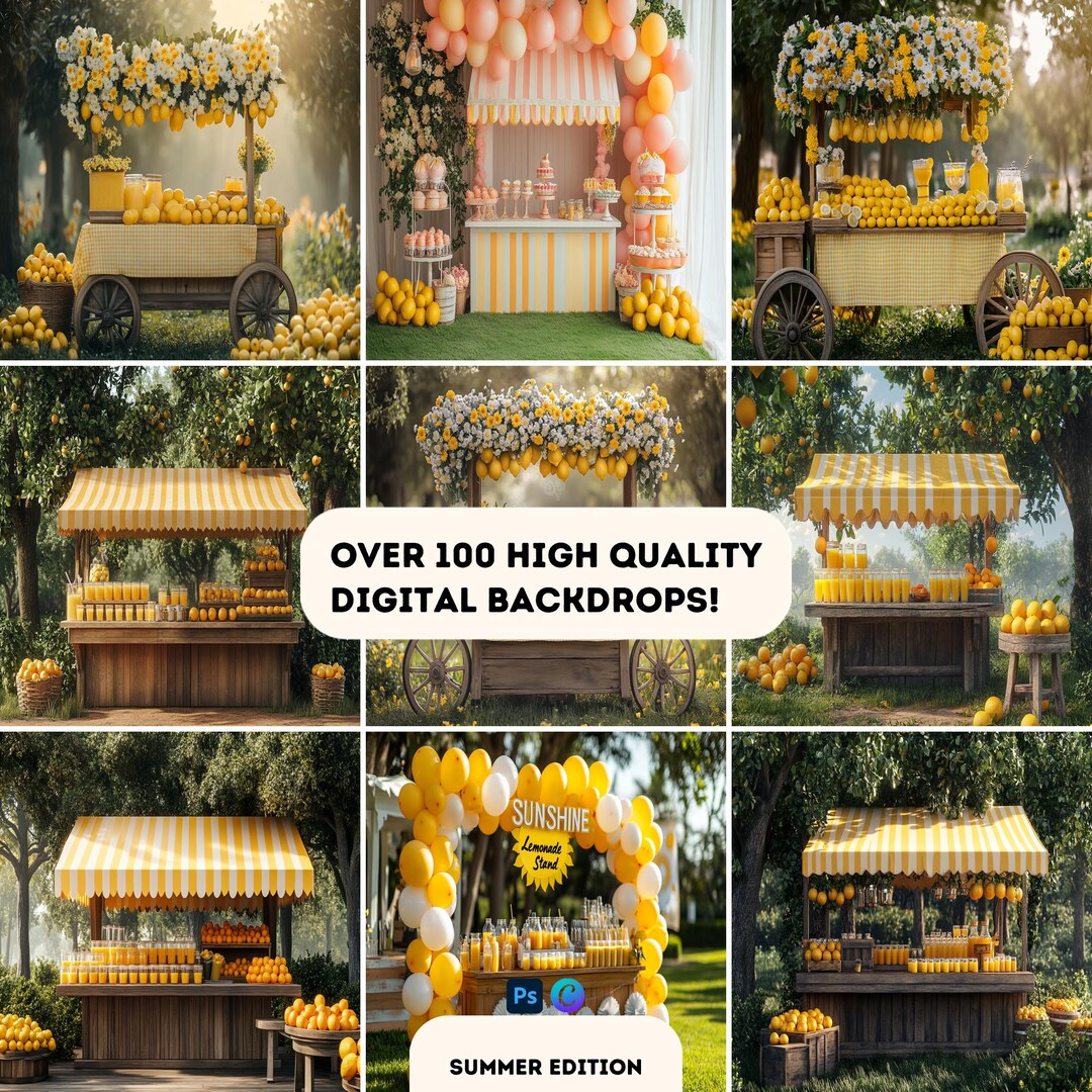 100+ Lemonade Stand Digital Backdrops – Sunny Summer Photography ...