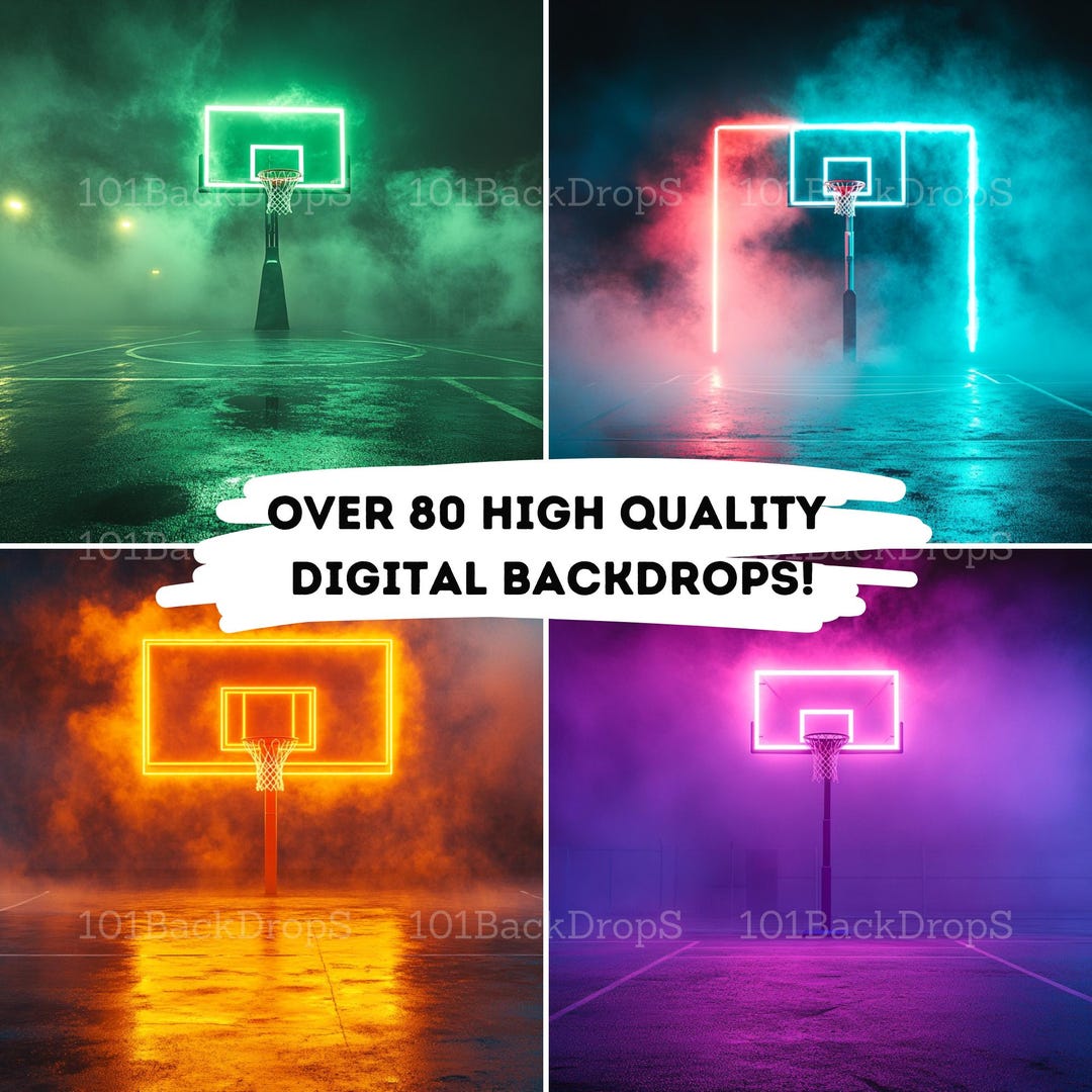 Stunning Neon Basketball Backdrops Bundle - 80+ High-resolution Designs ...
