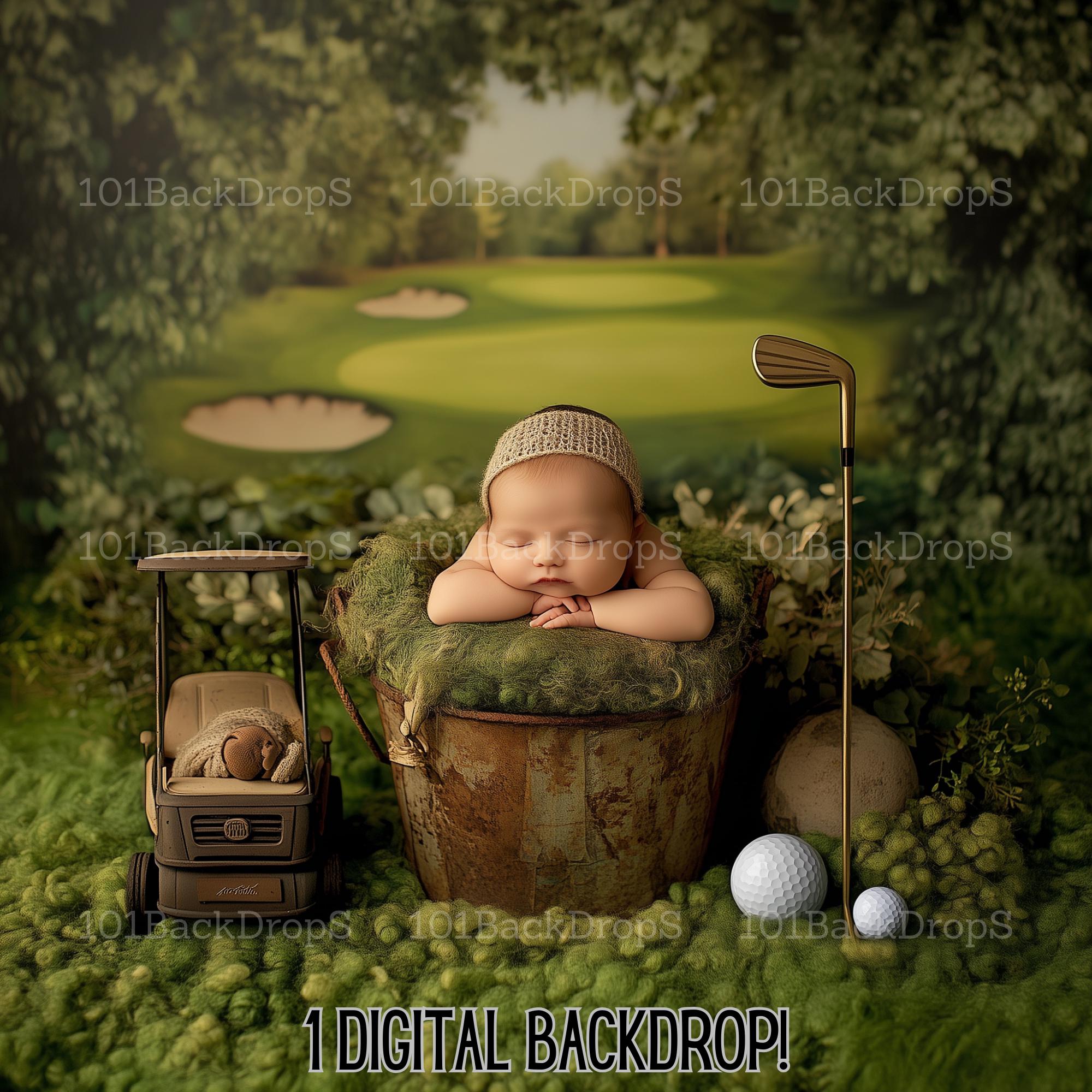 Golf Field Baby Cradle Backdrop - Newborn Photography Prop - 8K High ...