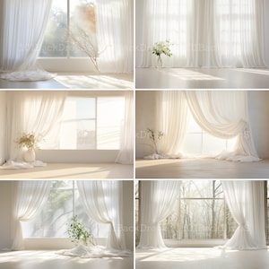 Digital Backdrops: 32x Breathtaking White Dreamy Sheer Curtain ...