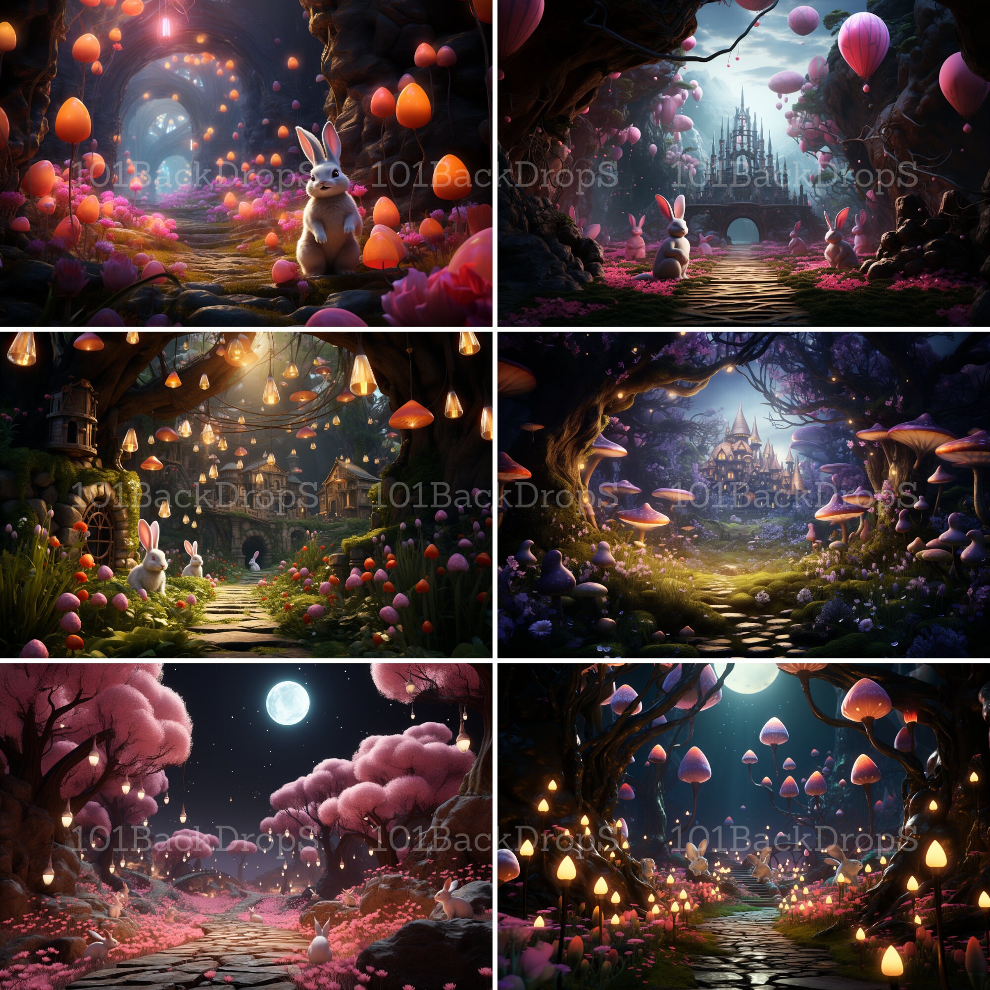 Bundle of 22 Mystical Easter Wonderland - Digital Backdrop Bundle for ...
