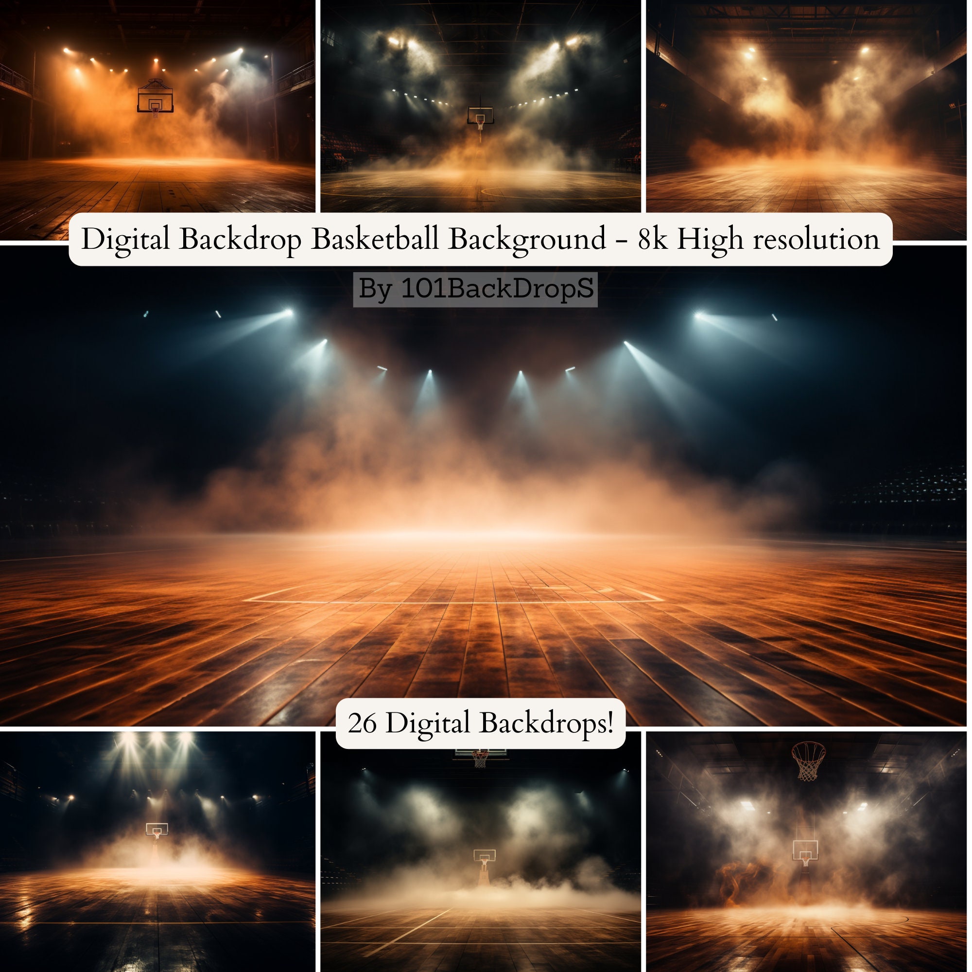 Bundle of 26 Sports Photo Background Digital Backdrop Basketball ...