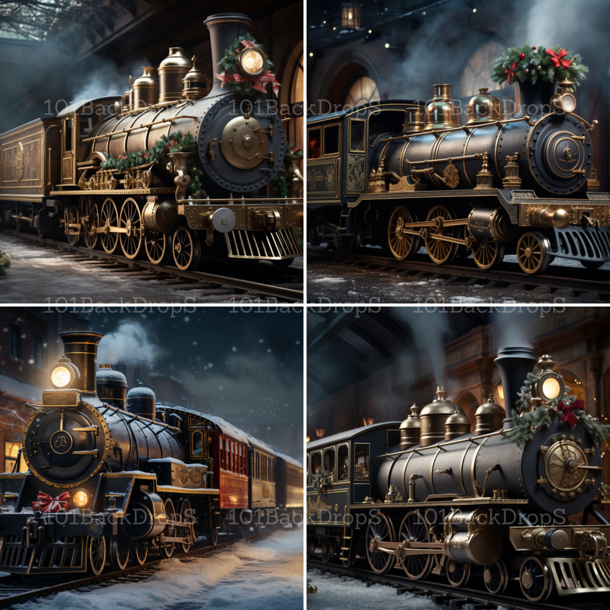 30 Polar Express Christmas Digital Backdrops for Kids, Christmas Train ...